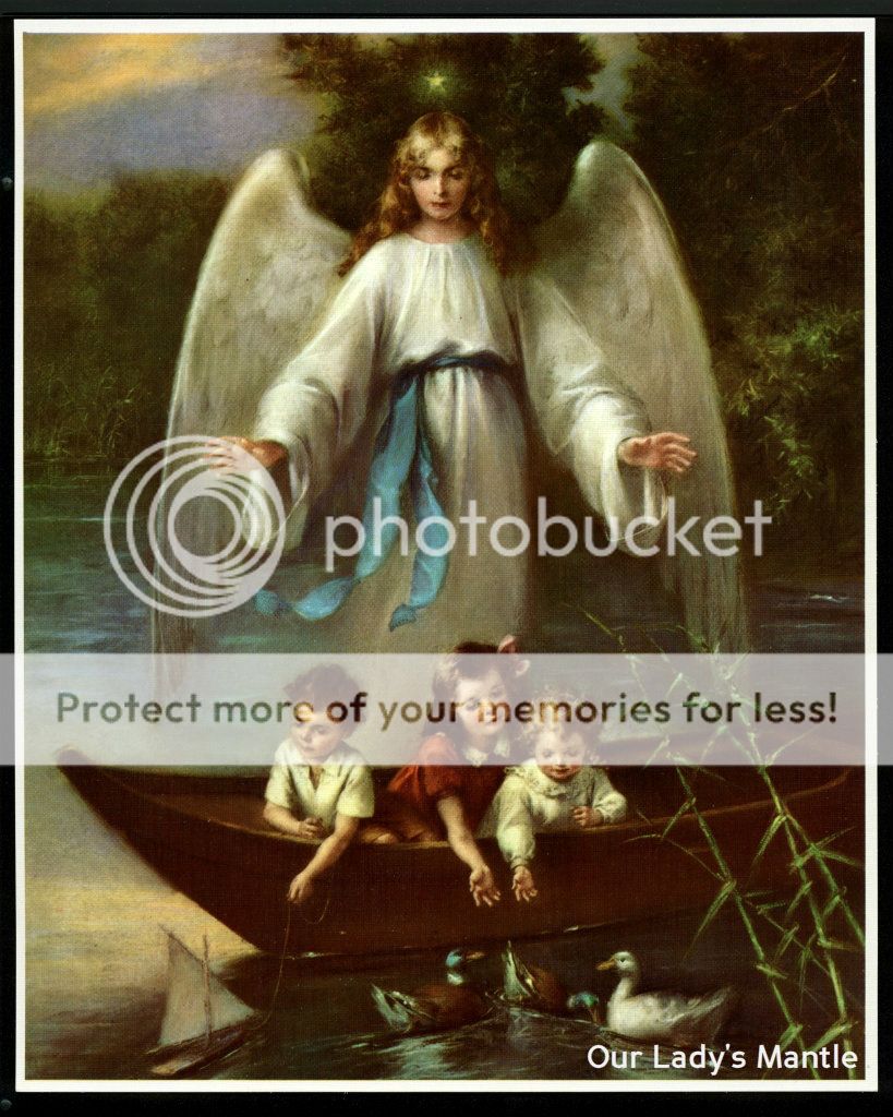 8" x 10" Religious Print Picture GUARDIAN ANGEL Watching Over Three ...